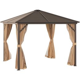 Gartenpavillon 298 cm x 298 cm x 260 cm - Bronze+Hellbraun - Outsunny