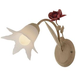 Rose Wandlampe mit Glasschirmen Elfenbein 27,5x20x15cm - Fan Europe