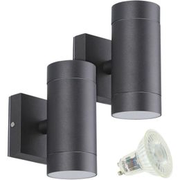 2er-Set Außenwandleuchten venice black mit zwei Lichtkegeln und 4 GU10-5-W-LED-Lampen Température de Couleur: Blanc neutre 4000K