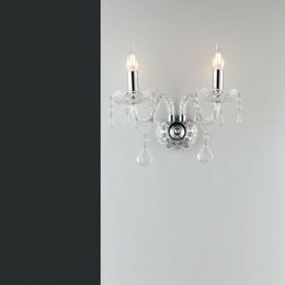 Incanto Twin 2-flammige Kerzen-Wandleuchte Chrom, Kristall 40x34x18cm - Fan Europe