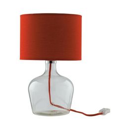 Hendrix Tischlampe mit rundem Schirm Rot, Lampenschirm aus Stoff 23x37cm - Fan Europe