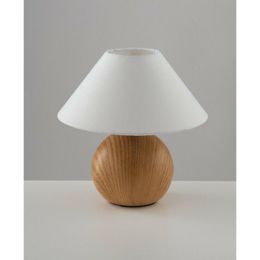Lume Tischlampe mit rundem konischem Schirm Holz, Keramik, Stoff 23x23cm - Fan Europe