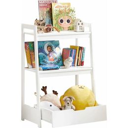 sobuy KMB31-W Kinder Spielzeugregal Kinderregal mit 2 Ablagen und Einer Schublade Bücherregal Spielzeugtruhe Spielzeugkiste Aufbewahrungsregal für Kinder
