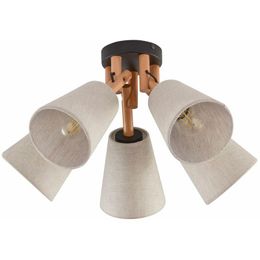 Licht-Erlebnisse - Deckenleuchte Stoff Holz Metall b: 50 cm h: 30 cm E27 3-flammig Deckenlampe Esszimmer Wohnzimmer - Holz hell, Greige (Grau-Beige),