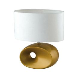 Eolo Tischlampe mit ovalem Schirm Gold, Keramik mit Lampenschirm aus Stoff 27,8x31,3cm - Fan Europe