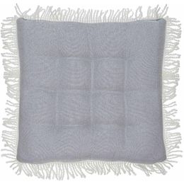 Beliani Stuhlkissen Grau Polyester quadratisch 40 x 40 cm mit Fransen Reißverschluss Sitzkissen für Stuhl Esszimmer Wohnzimmer Salon Glamour - Grau