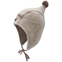 MaxiMo - Wollfleece-Mütze WINTER mit Zipfel in düne/kastanie, Gr.51