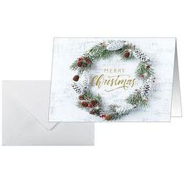 25 Sigel Weihnachtskarten Christmas wreath DIN A6