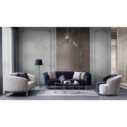 JVmoebel 3-Sitzer Blaues Luxus Designer Textilsofa Wohnzimmermöbel Dreisitzer Couch