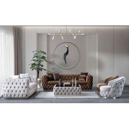 JVmoebel Chesterfield-Sofa Brauner Chesterfield Dreisitzer Luxus Wohnzimmer Couch Moderne