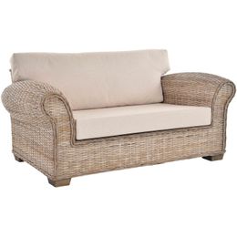 Krines Home Loungesofa Rattansofa Chester Lounge Liegesofa Wohnzimmer Couch Natur Rattan