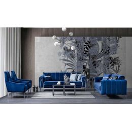 JVmoebel 3-Sitzer Blauer Textil 3 Sitzer Moderne Designer Luxus Couch Wonhzimmermöbel