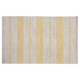 Miliboo Teppich / Bettvorleger rechteckig beige mit gelben Streifen 140 x 200 cm CABOURG