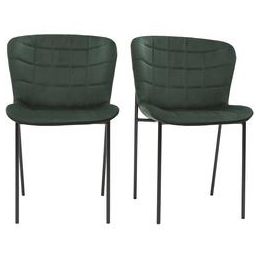 Miliboo Design-Stühle aus dunkelgrünem Samt und schwarzem Metall (2er-Set) SAIGA