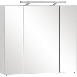 Schildmeyer Spiegelschrank Dorina Breite 80 cm, 3-türig, LED-Beleuchtung, Schalter-/Steckdosenbox, weiß