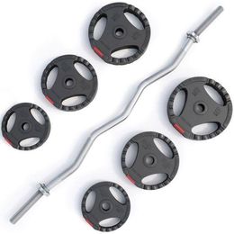 Gorilla Sports Hantel-Set 25 kg Curlstange Hantelscheiben Kunststoff Sternverschlüsse, schwarz