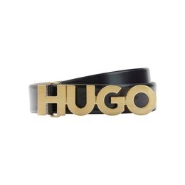 Hugo Ledergürtel mit Logo-Schliesse, schwarz