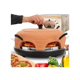 Heidenfeld Mini-Pizzaofen Pizzachef, Pizzadom f&uuml;r 6 Personen, Terrakotta-Kuppel, 1.100 Watt