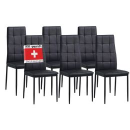 ALBATROS Esszimmerstühle RIMINI 6er Set, Schwarz - Edles Italienisches Design, Polsterstuhl Kunstleder-Bezug, Modern und Stilvoll am Esstisch - Küchenstuhl Stuhl Esszimmer hohe Belastbarkeit