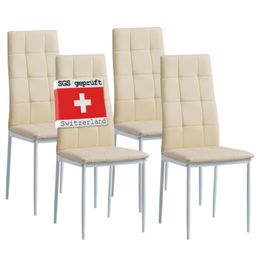 ALBATROS Esszimmerstühle RIMINI 4er Set, Beige - Edles Italienisches Design, Polsterstuhl Kunstleder-Bezug, Modern und Stilvoll am Esstisch - Küchenstuhl Stuhl Esszimmer hohe Belastbarkeit