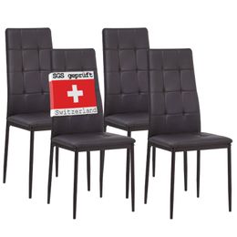 ALBATROS Esszimmerstühle RIMINI 4er Set, Braun - Edles Italienisches Design, Polsterstuhl mit Kunstleder-Bezug, Stilvoll am Esstisch - Küchenstuhl oder Stuhl Esszimmer hohe Belastbarkeit