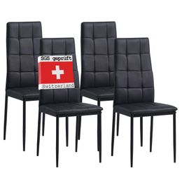 ALBATROS Esszimmerstühle RIMINI 4er Set, Schwarz - Edles Italienisches Design, Polsterstuhl mit Kunstleder-Bezug, Modern Stilvoll am Esstisch - Küchenstuhl Stuhl Esszimmer hohe Belastbarkeit