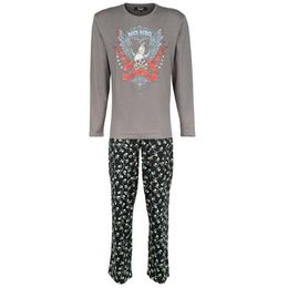 Rock Rebel by EMP Pyjama with Skull Print Schlafanzug grau in L