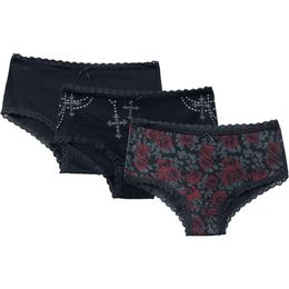 Rock Rebel by EMP Panty-Set with Roses and Cross Wäsche-Set schwarz in L