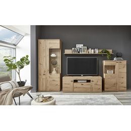 Wohnkombination Turin - holzfarben - 352 cm - 206 cm - 50 cm - Sconto