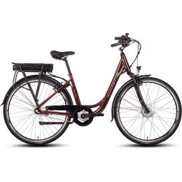 SAXONETTE E-Bike Advanced Plus, 3 Gang Shimano SHIMANO Nexus Schaltwerk, Nabenschaltung, Frontmotor, 375 Wh Akku, (mit Akku-Ladegerät), Damen E-Bike Cityrad, Rücktrittbremse, integr. Rahmenschloss, Pedelec, rot