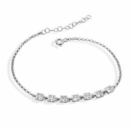dKeniz Armband »925/- Sterling Silber Tennisarmband viereckig« Silber + weiß 18,5 cm Moderner Schmuck