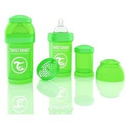 Twistshake Anti-Kolik Trinkflasche / Babyflasche mit Silikonsauger und Milchpulverportionierer 180ml