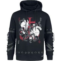 Black Blood by Gothicana Hoody with Straps and Eyelets Kapuzenpullover schwarz in L