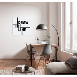 Komar Leinwandbild Typo Draw the Line, (1 St), 60x60 cm (Breite x Höhe), Keilrahmenbild, schwarz|weiß