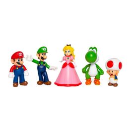 Jakks Pacific Merchandise-Figur Super Mario - Mario & Friends Multi-Pack (5 Figuren à 6,5 cm), (Set, 5-tlg), bunt