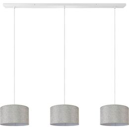 Pendellampe Wohnzimmer Deckenleuchte Stoff Lampenschirm Modern Einfarbig Rund Grau (Ø28cm), Pendelleuchte-Weiß - Typ 2 - Paco Home