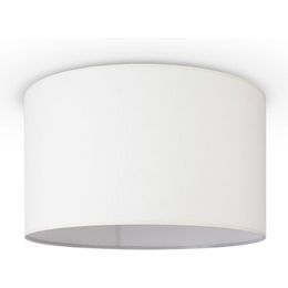 Paco Home - Pendellampe Wohnzimmer Deckenleuchte Stoff Lampenschirm Modern Einfarbig Rund Deckenleuchte - Weiß, Weiß (Ø45.5 cm)
