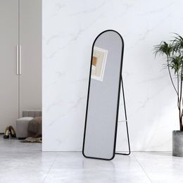 Bogen Standspiegel Ganzkörperspiegel mit Rahmen aus Aluminiumlegierung für Wohn-,Schlaf-, Aufenthalt und Ankleidezimmer, Schwarz, 140x40cm - Emke