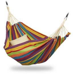 Relaxdays Hängematte, XXL, Hängeliege 2 Personen, bis 300 kg, tragbar, In- & Outdoor, Baumwolle, 150 x 272 cm, bunt