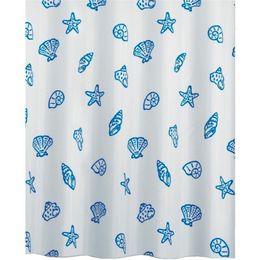 Concha -Kollektion, Textilduschvorhang 180 x 200, 100% Polyester, blau - Spirella