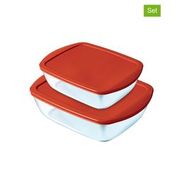 pyrex 2er-Set: Glasdosen in Rot