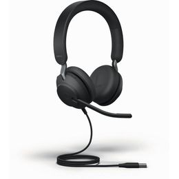 Jabra Evolve2 40 SE UC Kopfhörer (Noise-Cancelling, USB-A Stereo), schwarz