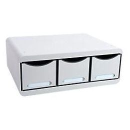 Exacompta Schubladenbox mit 3 Schubladen Toolbox Maxi Kunststoff Hellgrau 35,5 x 27 x 13,5 cm