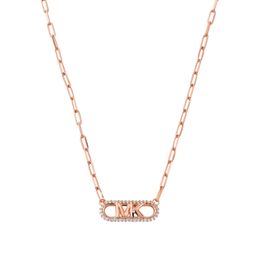 Kette mit Anhänger Michael Kors "PREMIUM, EMPIRE, OVAL, MKC1655CZ" Halsketten Gr. Silber 925 (Sterlingsilber), rosegold (roségoldfarben, kristallweiß) Damen Ketten mit Anhänger