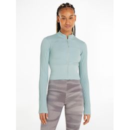 Stehkragenpullover Calvin Klein Sport "WO - Seamless Full Zip Jacket" Gr. L (40), blau Damen Pullover Rollkragenpullover