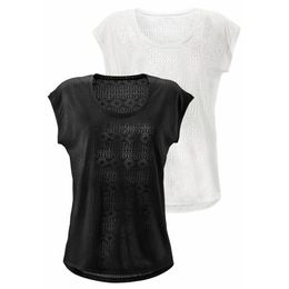 Lascana Shirt female Black, White size 40/42