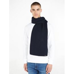 Calvin Klein Schal CLASSIC COTTON RIB KNIT SCARF, mit Markenlabel, blau