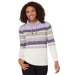 Streifenpullover Casual Looks "Pullover" Gr. 48, lila (flieder, feige, geringelt) Damen Pullover Rollkragenpullover