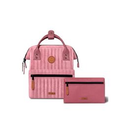 CABAIA Tagesrucksack Adventurer S Quilted (3-tlg), Gesteppter Rucksack mit austauschbaren Vordertaschen, rosa