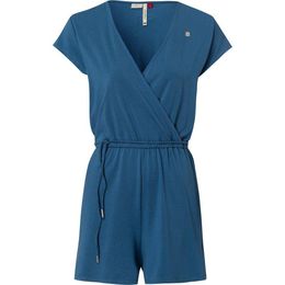 Ragwear Jumpsuit SHARNA Jersey-Overall in Wickeloptik und Bindebandgürtel, blau